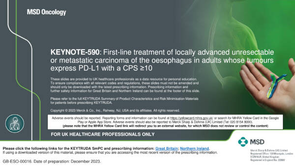 KEYNOTE-590 Data Deck | KEYTRUDA® (pembrolizumab) | MSD Connect UK